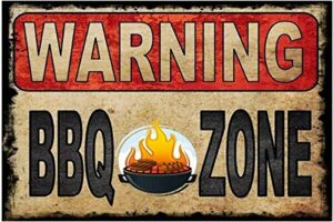 vintage metal tin signs warning bbq zone poster garden art wall hanging 8×12 inch