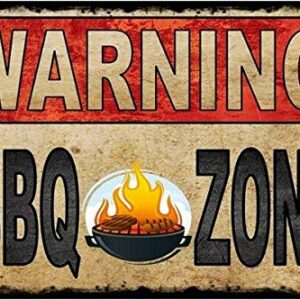 Vintage Metal Tin Signs Warning BBQ Zone Poster Garden Art Wall Hanging 8x12 inch