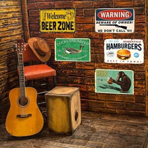 Vintage Metal Tin Signs Warning BBQ Zone Poster Garden Art Wall Hanging 8x12 inch