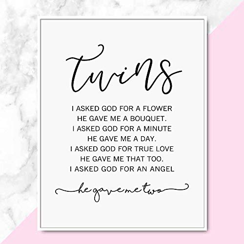 Twins Nursery Wall Art, Twin Baby Girl, Kids Room Decor, Twin Baby Boy, Nursery Bedroom Wall Decor, 8 x 10 Inches Unframed