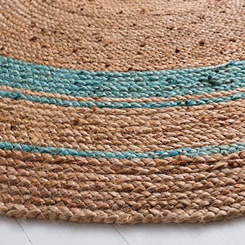 SAFAVIEH Natural Fiber Round Collection 4' Round Silver NF120G Handmade Boho Country Farmhouse Jute Area Rug