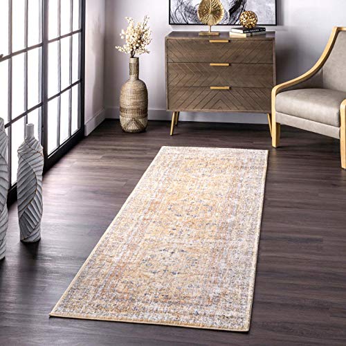 nuLOOM Jacquie Vintage Floral Runner Rug, 2' 8" x 8', Gold