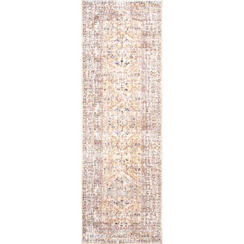 nuLOOM Jacquie Vintage Floral Runner Rug, 2' 8" x 8', Gold