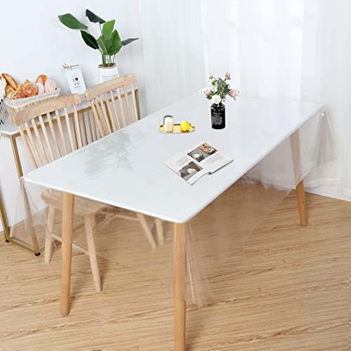 Obstal Clear Plastic Tablecloth 54 x 78 Inch, 100% Waterproof Oil-Proof Spill-Proof Vinyl PVC Table Cloth, Wipeable Rectangle Tablecloth Protector for Dining Table, Outdoor and Indoor Uses, Clear