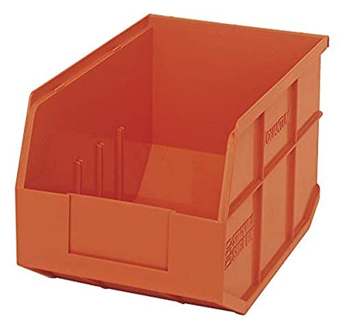 Quantum Storage K-SSB423OR-4 4-Pack Stackable Plastic Shelf Bin, 12" x 8-1/4" x 7", Orange