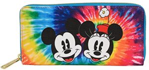 loungefly disney mickey minnie mouse tie dye faux leather wallet zip around clutch