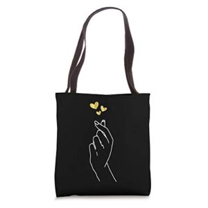 korean heart kpop love saranghae for daughter girls women tote bag