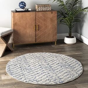 nuloom rosanne geometric area rug, 4′ round, blue