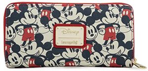 loungefly disney mickey & minnie mouse wallet zip around clutch faux leather