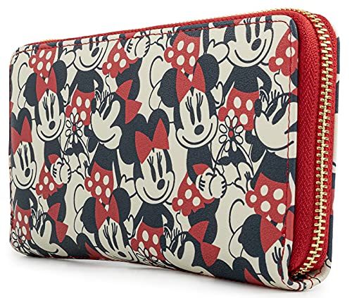 Loungefly Disney Mickey & Minnie Mouse Wallet Zip Around Clutch Faux Leather