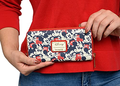 Loungefly Disney Mickey & Minnie Mouse Wallet Zip Around Clutch Faux Leather