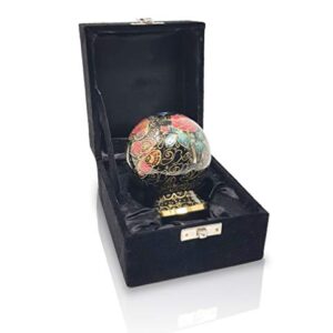 Precious Handicraft Keepsake Butterflies on Rose Floral Globe Style Cremation Urn - 100% Handcrafted Adult Funeral Urn - Solid Affordable Large Urn for Human Ashes, (Black)