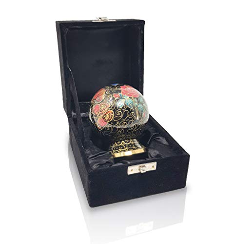 Precious Handicraft Keepsake Butterflies on Rose Floral Globe Style Cremation Urn - 100% Handcrafted Adult Funeral Urn - Solid Affordable Large Urn for Human Ashes, (Black)