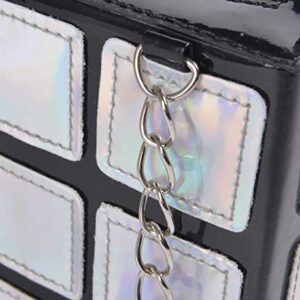 QZUnique Women's Cute Cube Shape Handbag Magic Crossbody Shoulder Bag Clutch Bag Silver With Super Long Shoulder Strap