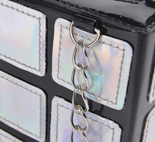 QZUnique Women's Cute Cube Shape Handbag Magic Crossbody Shoulder Bag Clutch Bag Silver With Super Long Shoulder Strap