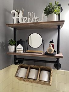 rogmars industrial pipe shelf floating shelves bathroom,industrial pipe shelving farmhouse bathroom shelves with towel bar towel rack over toilet industrial shelf rustic wall wood shelves 19.7 inch