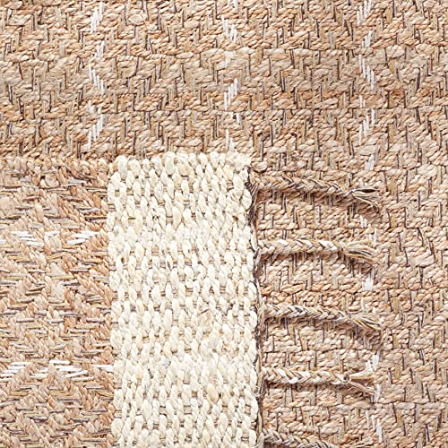 SAFAVIEH Cape Cod Collection 8' x 10' Ivory / Natural CAP846A Handmade Braided Tassel Jute Area Rug