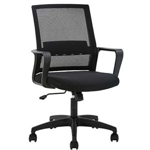 home office chair ergonomic desk chair mid-back mesh computer chair lumbar support comfortable executive adjustable rolling swivel task chair with armrests,black