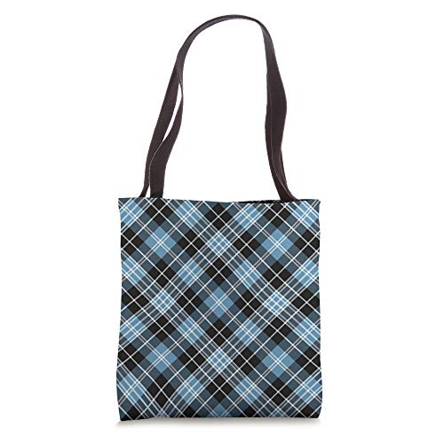 Clark Clan Ancient Tartan Diagonal Blue Scottish Plaid Tote Bag