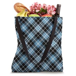 Clark Clan Ancient Tartan Diagonal Blue Scottish Plaid Tote Bag