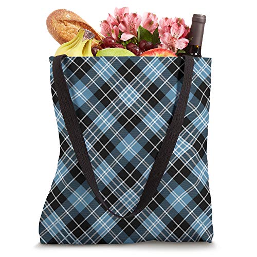 Clark Clan Ancient Tartan Diagonal Blue Scottish Plaid Tote Bag