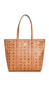 mcm women’s toni shopper medium, cognac, tan, graphic, one size