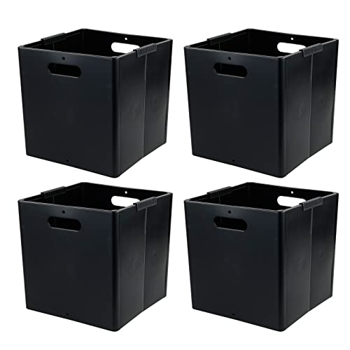 Morcte 4-Pack Collapsible Plastic Storage Cubes Organizer, Black Cube Storage Bins