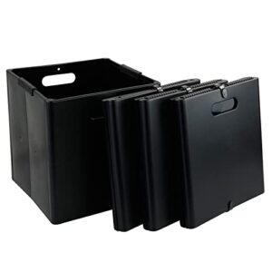 Morcte 4-Pack Collapsible Plastic Storage Cubes Organizer, Black Cube Storage Bins