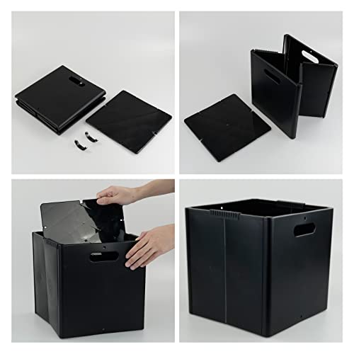 Morcte 4-Pack Collapsible Plastic Storage Cubes Organizer, Black Cube Storage Bins