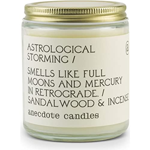 Anecdote Candles – Astrological Storming Glass Jar Candle – Sandalwood and Incense – Coconut Soy Wax – Non Toxic Scented Candle – Made in USA – 7.8 oz