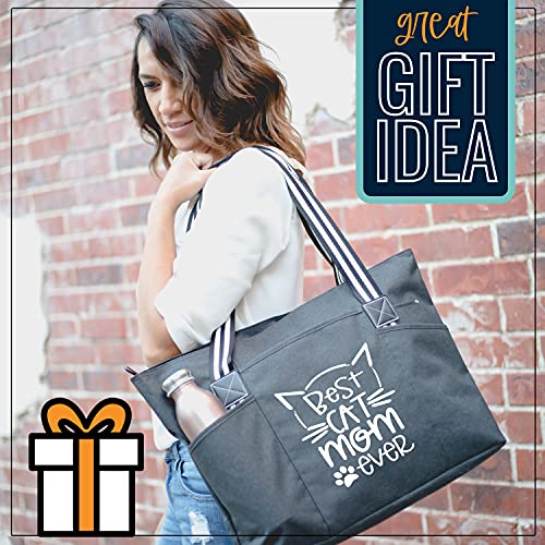 Brooke & Jess Designs Cat Mom Tote Bag - Cat Lover Gifts for Women - Perfect Crazy Cat Themed Items - Present for Christmas, Birthday, Mother's Day - Fun Things to Gift for Cats Owners