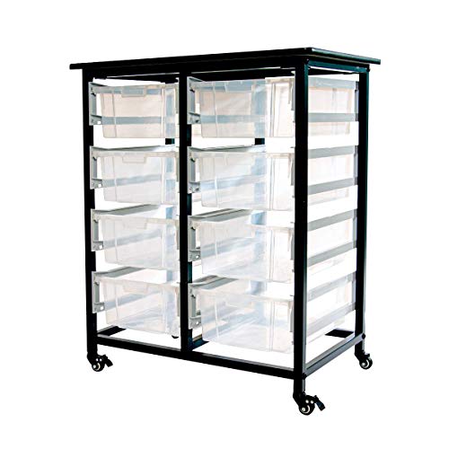 Luxor Mobile Bin Storage Unit – Double Row with Large Clear Bins