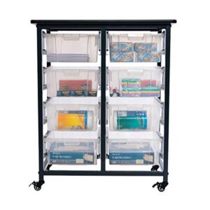 Luxor Mobile Bin Storage Unit – Double Row with Large Clear Bins