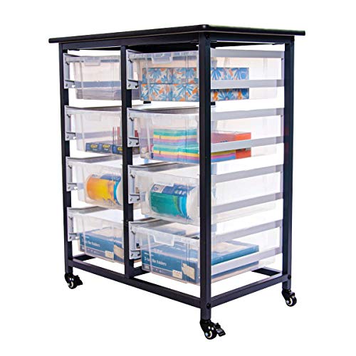 Luxor Mobile Bin Storage Unit – Double Row with Large Clear Bins