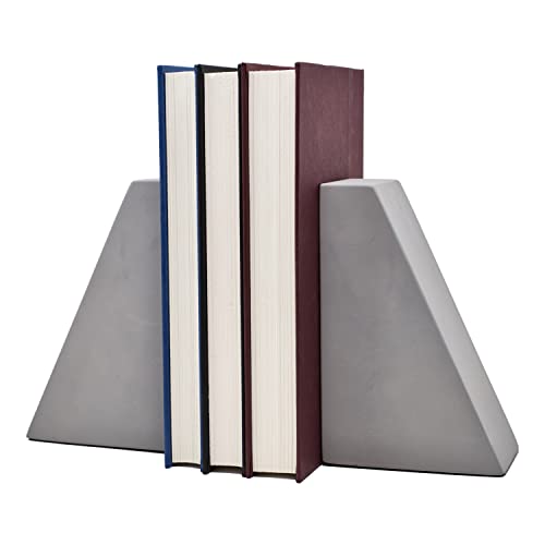 Vatalyst Modern Concrete Bookend Works Well with Big Books | Heavy Duty Set of 2 Decorative Triangular Book Ends for Home Office Decor (1 Pair)