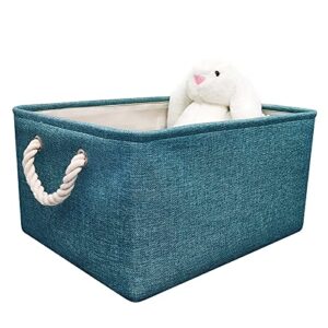 storage basket with handles – fabric storage baskets for organizing | empty basket for gift empty | baskets for cube storage | storage bins for home office (blue, 16.1l×12.2w×7.9h inch)