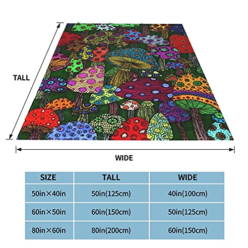 Cartoon Mushroom Art Ultra-Soft Micro Fleece Blanket Throw,Warm, Lightweight, Versatile for All Seasons, Perfect for Bed Sofa Couch 60"x50"