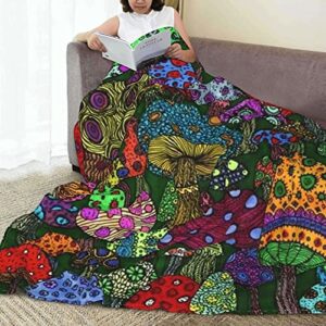 Cartoon Mushroom Art Ultra-Soft Micro Fleece Blanket Throw,Warm, Lightweight, Versatile for All Seasons, Perfect for Bed Sofa Couch 60"x50"