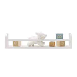 MELANNCO Floating Arc Wall Shelves with Rail for Nursery, Bedroom, Living Room, Kitchen, Set of 2, White