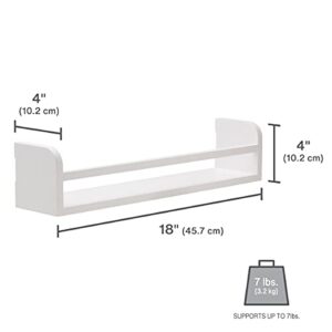 MELANNCO Floating Arc Wall Shelves with Rail for Nursery, Bedroom, Living Room, Kitchen, Set of 2, White