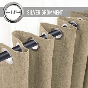 100% Blackout Sliding Door Curtains Patio Door Curtains Linen Textured Extra Wide Curtains 84 Inch Length Grommet Curtain Drapes for Living Room Curtain Panels(W100 x L84 1 Panel, Natural)