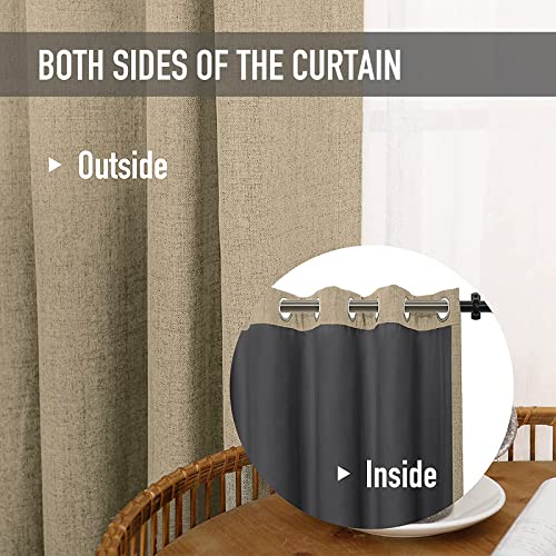 100% Blackout Sliding Door Curtains Patio Door Curtains Linen Textured Extra Wide Curtains 84 Inch Length Grommet Curtain Drapes for Living Room Curtain Panels(W100 x L84 1 Panel, Natural)