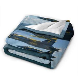 Minalo Personalized Custom Throw Blanket,Blue Angels Airplane Aircraft,Soft Comfortable Plush Blanket for Sofa Bedroom Travel Fluffy Blanket 40"X50"