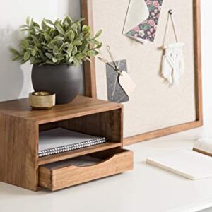 Kate and Laurel Hutton Modern Floating Shelf, 12.5 x 10 x 7, Rustic Brown, Farmhouse Floating Desk for Storage and Display