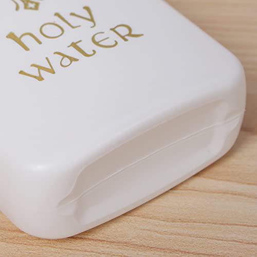 IUASZZ 10 Pieces Holy Water Bottles White with Gold Blocking Logo Religious Easter Plastic Bottle for Home Kitchen Party Decorative Accessories 3.4oz