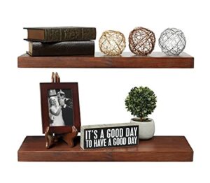 mark one home goods premium floating wood shelf – floating wall shelves, hardware and fasteners included (2-tier, 6 inch walnut)