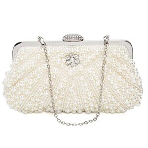 lifewish womens pearl evening bag cascading bead rhinestone fancy clutch purses