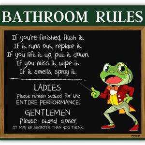 Venicor Frog Bathroom Decor Sign - 12 x 13 Inches - Aluminum - Cute Frog Gifts for Frog Lovers Women - Frog Tank Room Decorations Accessories Stuff