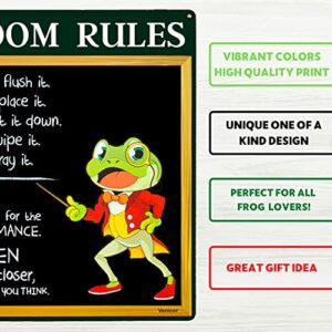 Venicor Frog Bathroom Decor Sign - 12 x 13 Inches - Aluminum - Cute Frog Gifts for Frog Lovers Women - Frog Tank Room Decorations Accessories Stuff