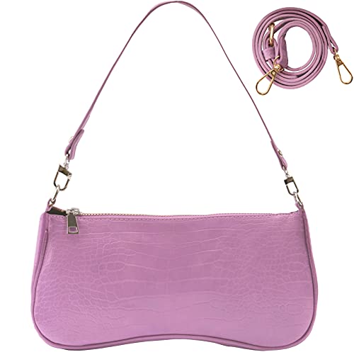 Scioltoo Classic Clutch Shoulder Evening Bag with zipper Closure for Women Casual Fashion Small Crossbody Purses Handbags with Long Strap and Top zipper Closure Purple